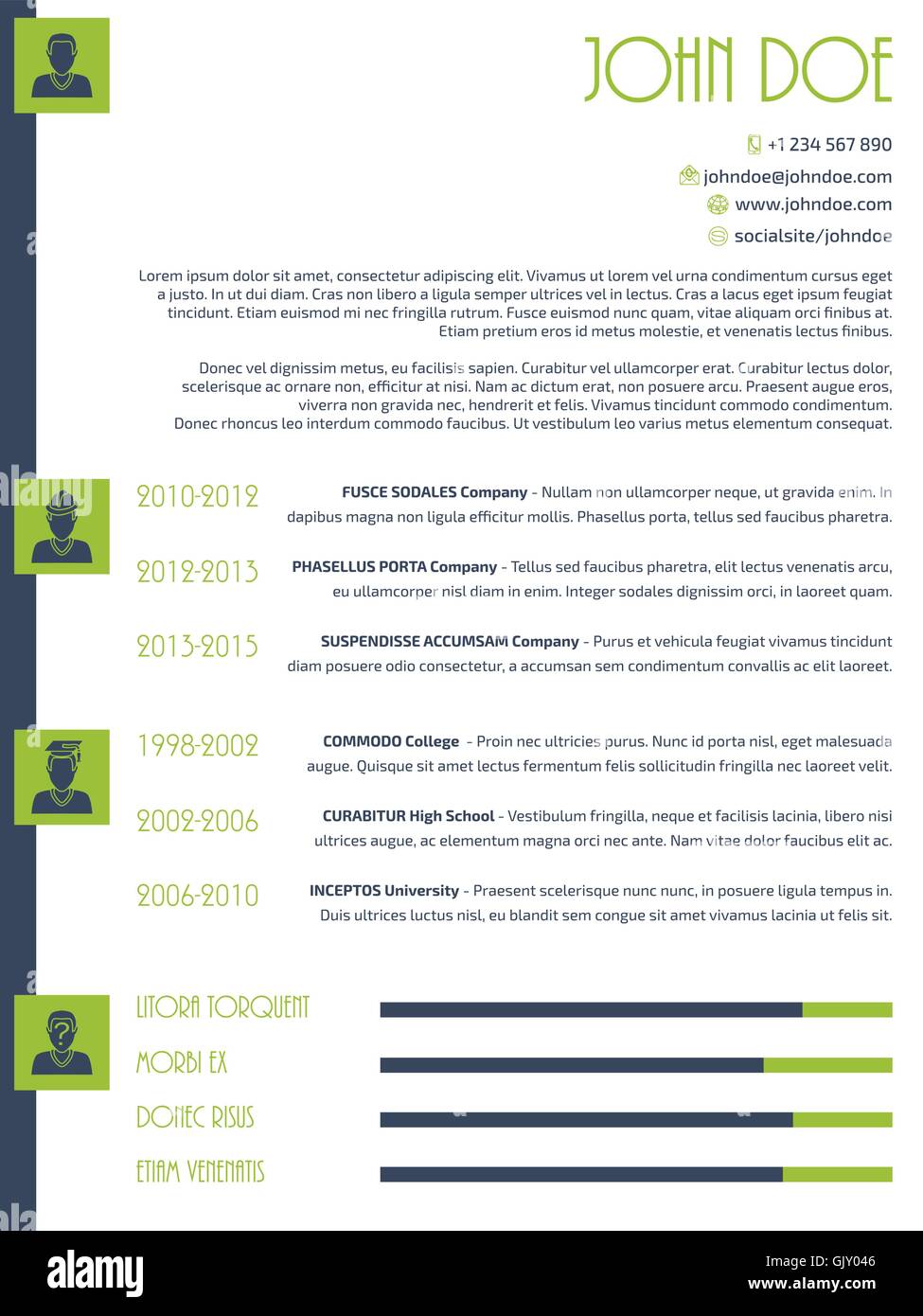 Simplistic modern resume cv design Stock Vector Image & Art - Alamy