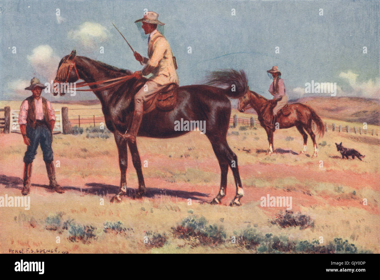 'The Squatter - a morning inspection' by Percy Spence. Australia, print ...