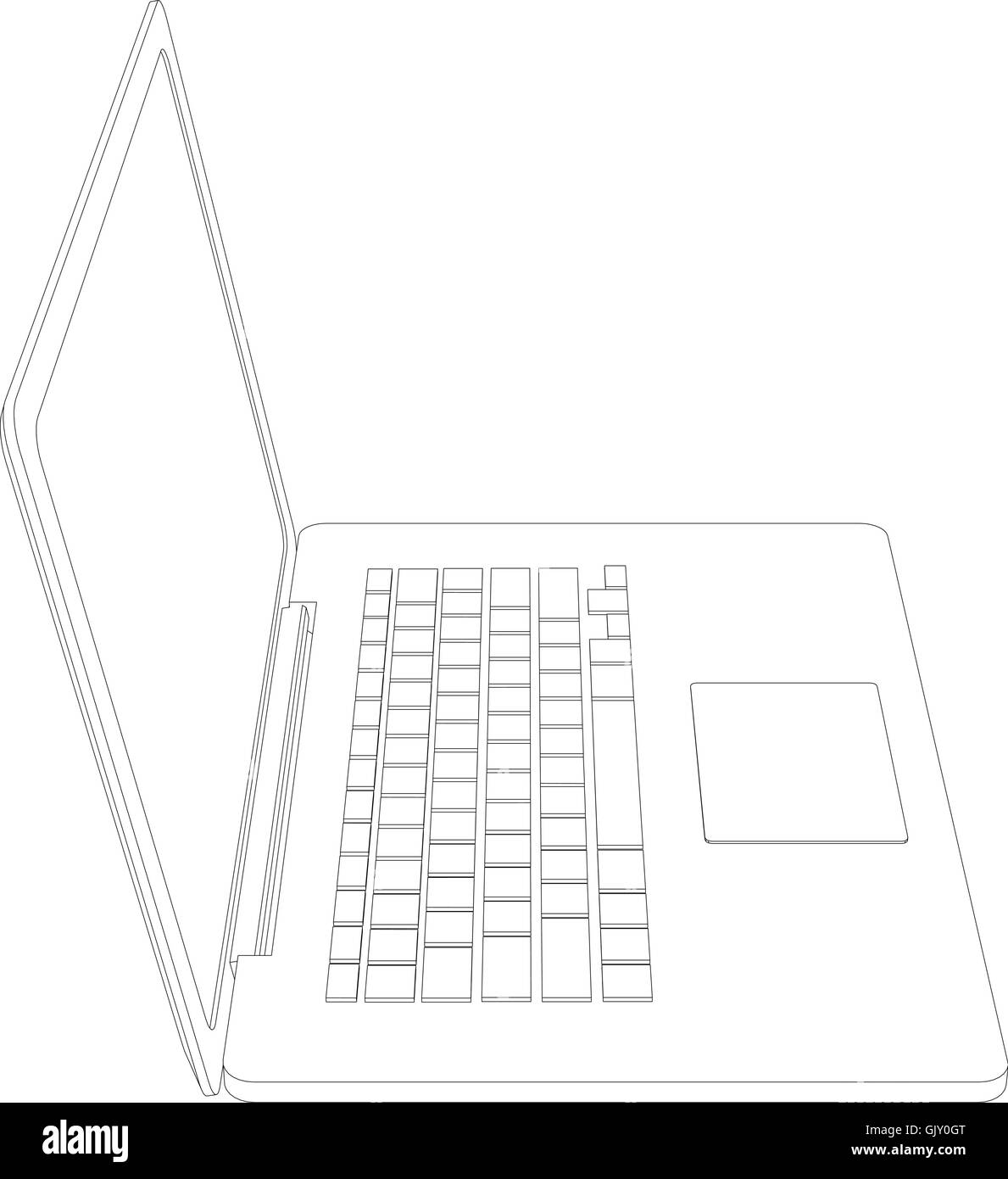 Wire-frame open laptop. Front view. Vector illustration Stock Vector ...