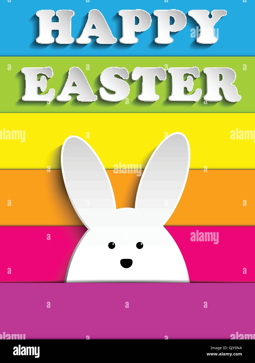 Happy Easter Rabbit Bunny on Rainbow Background Stock Vector Image ...