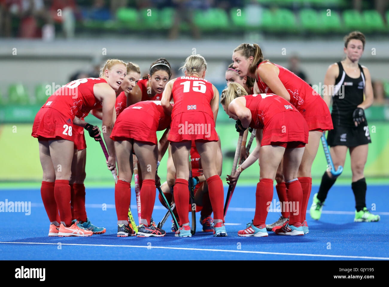Great Britain's team huddles during their match against New Zealand ...