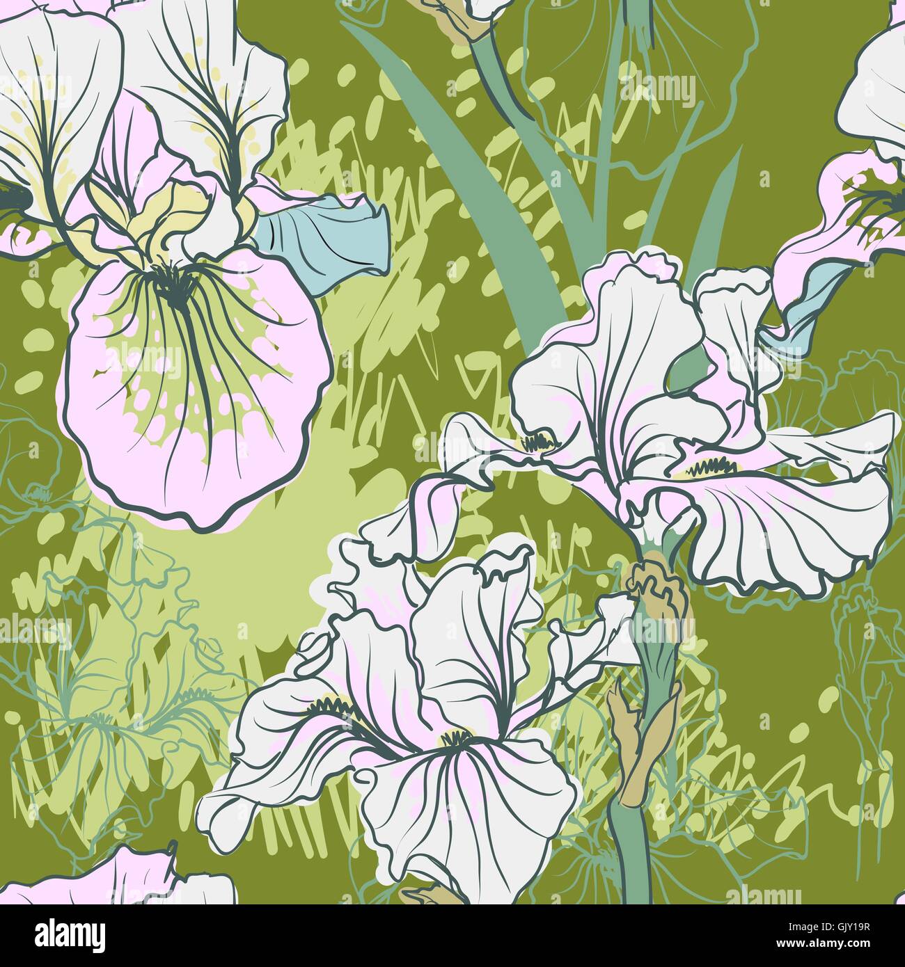 Flower iris in garden Stock Vector Images - Alamy