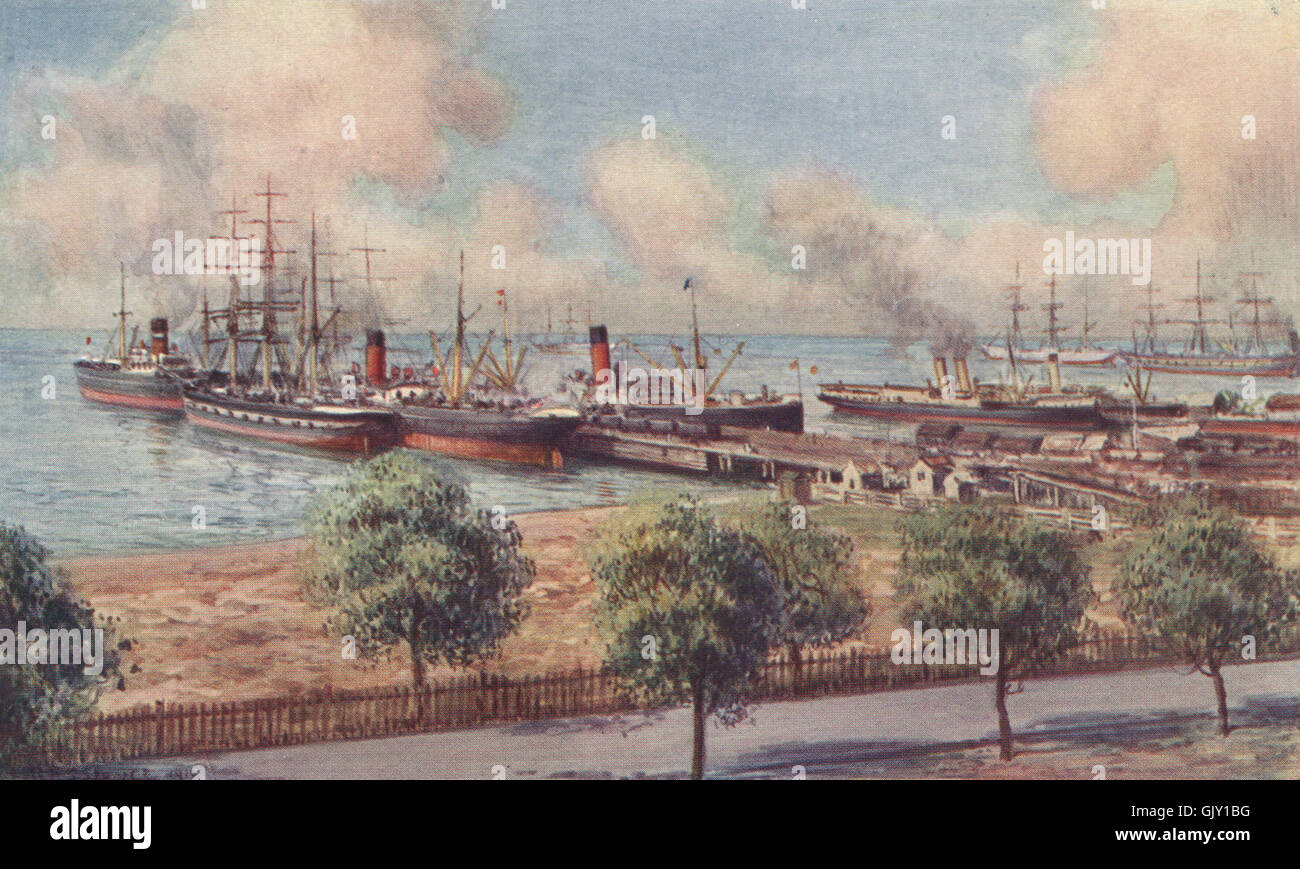 'Geelong Harbour, Victoria' by Percy Spence. Australia, antique print ...