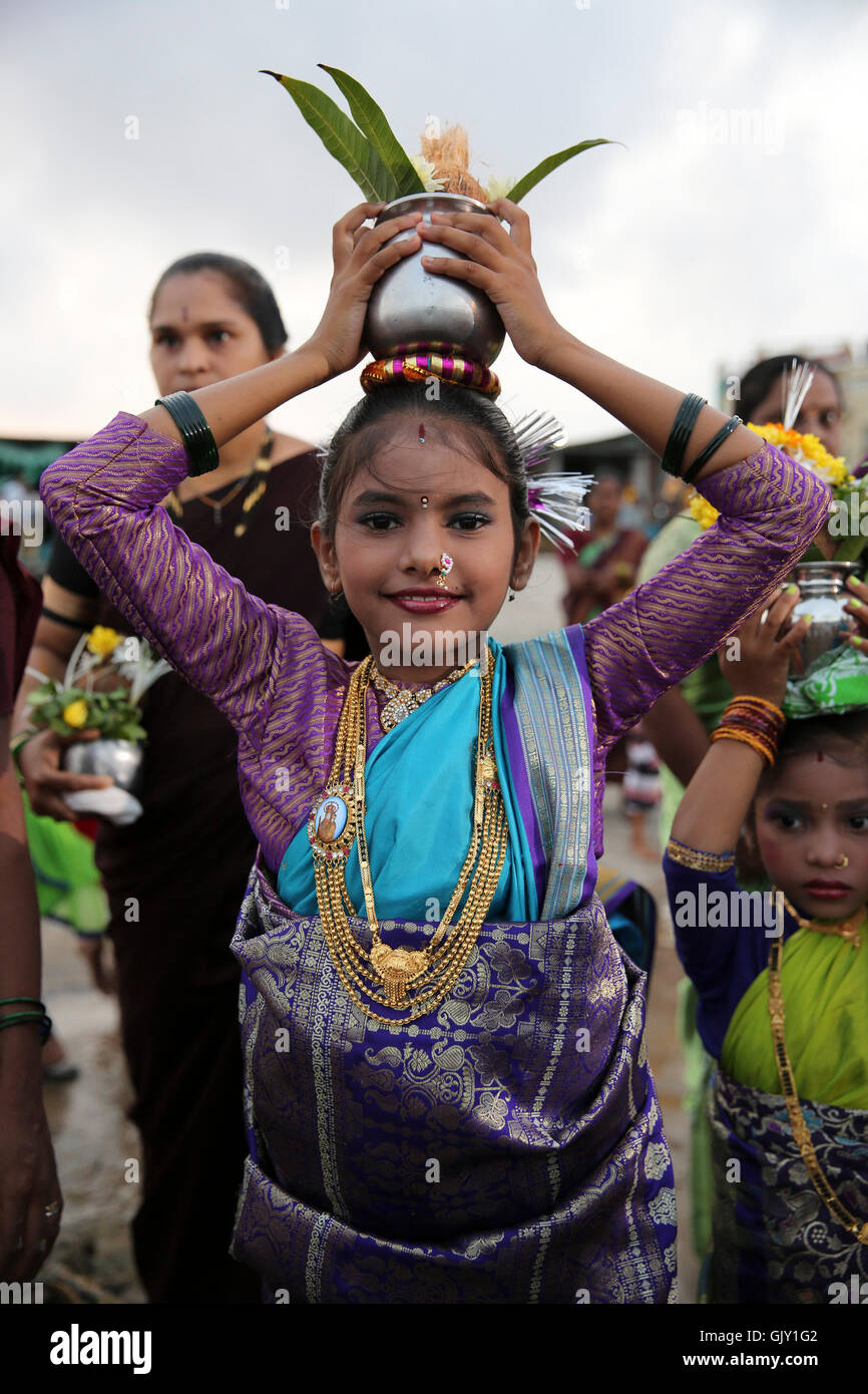Mumbai, India. 17th Aug, 2016. A koli girl poses for pictures on the ...