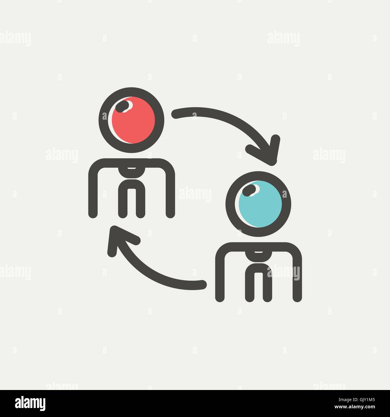 Two men in exchanging arrow thin line icon Stock Vector Image & Art - Alamy