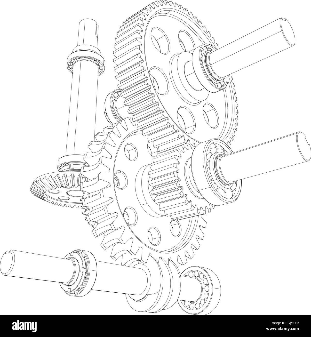 Reducer consisting of gears, bearings and shafts. Vector Stock Vector ...