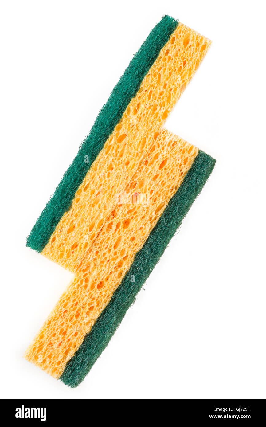 Two kitchen sponges isolated on white. Side view Stock Photo - Alamy