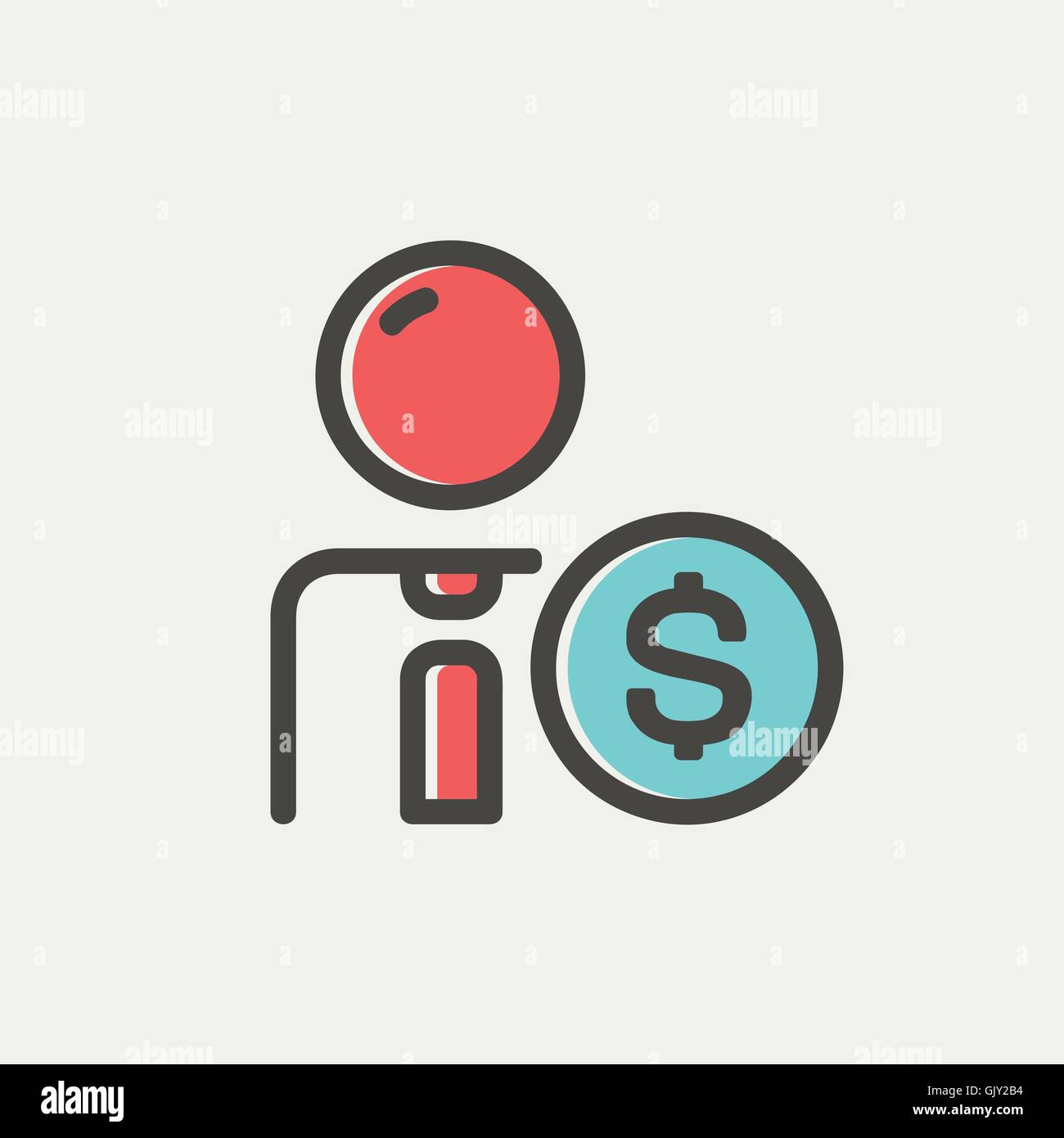 Businessman with dollar sign thin line icon Stock Vector Image & Art ...