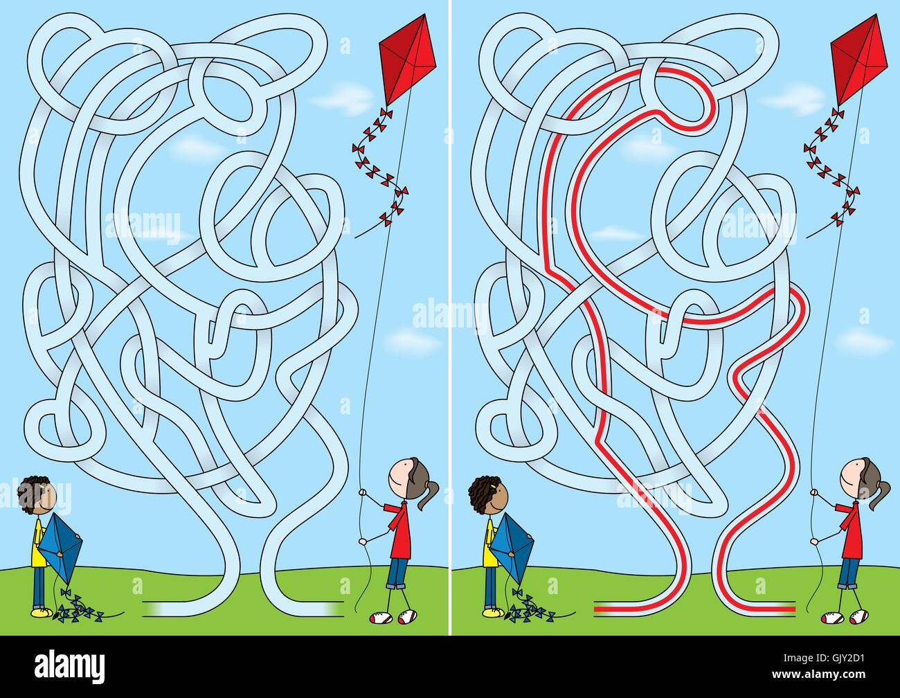 Blue labyrinth kids maze hi-res stock photography and images - Alamy