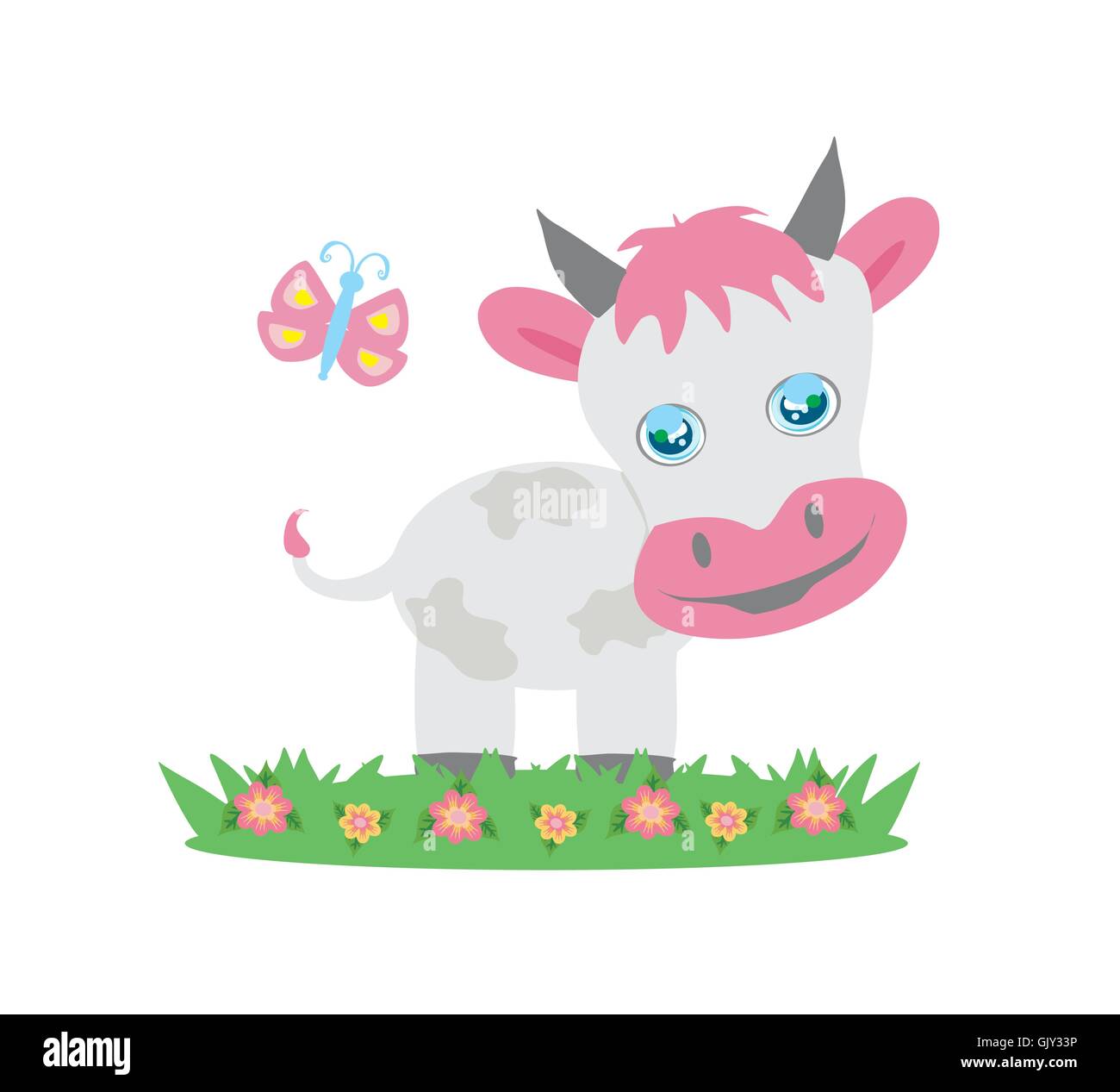 Cow and butterfly Stock Vector Image & Art - Alamy