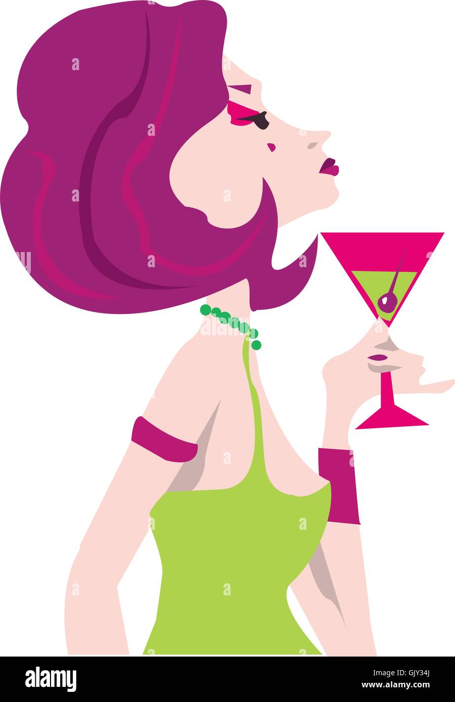 Woman cocktail bar retro Stock Vector Images - Alamy