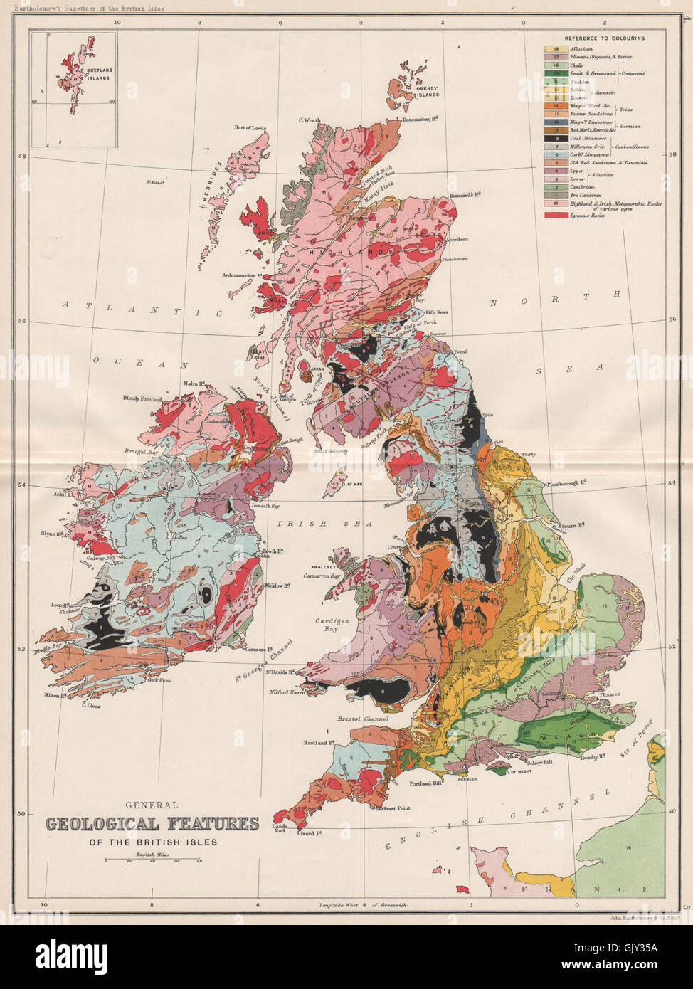 BRITISH ISLES GEOLOGY. General Geological features. BARTHOLOMEW, 1904 ...