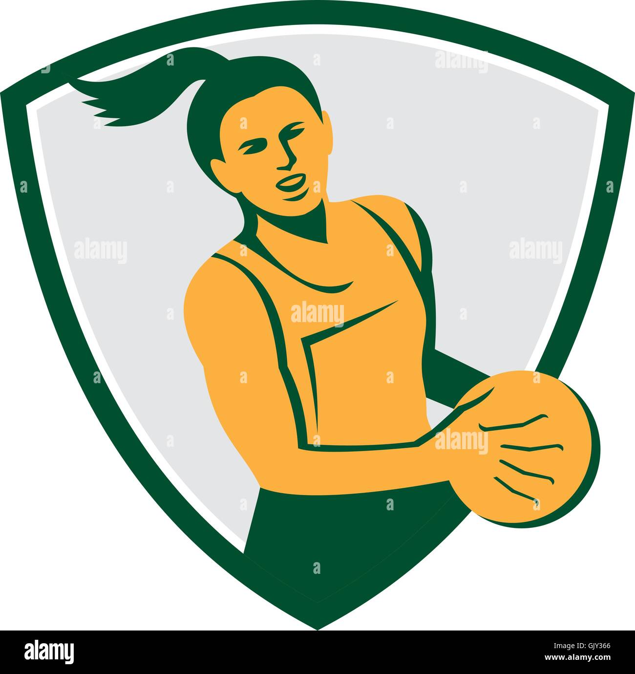 Netball Player Holding Ball Retro Stock Vector Image & Art - Alamy