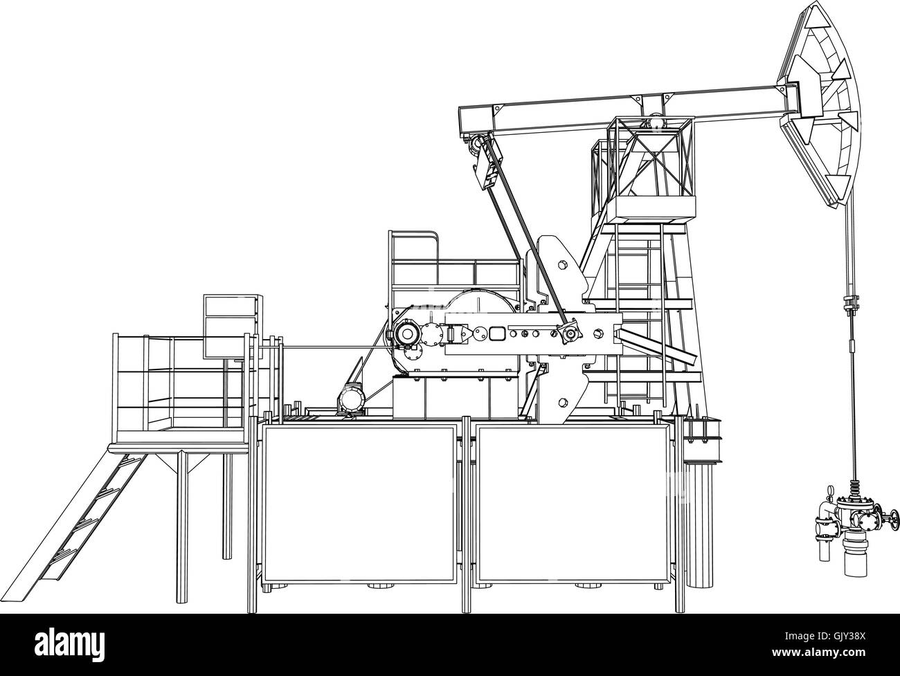 Oil pump jack. Vector rendering of 3d Stock Vector Image & Art - Alamy