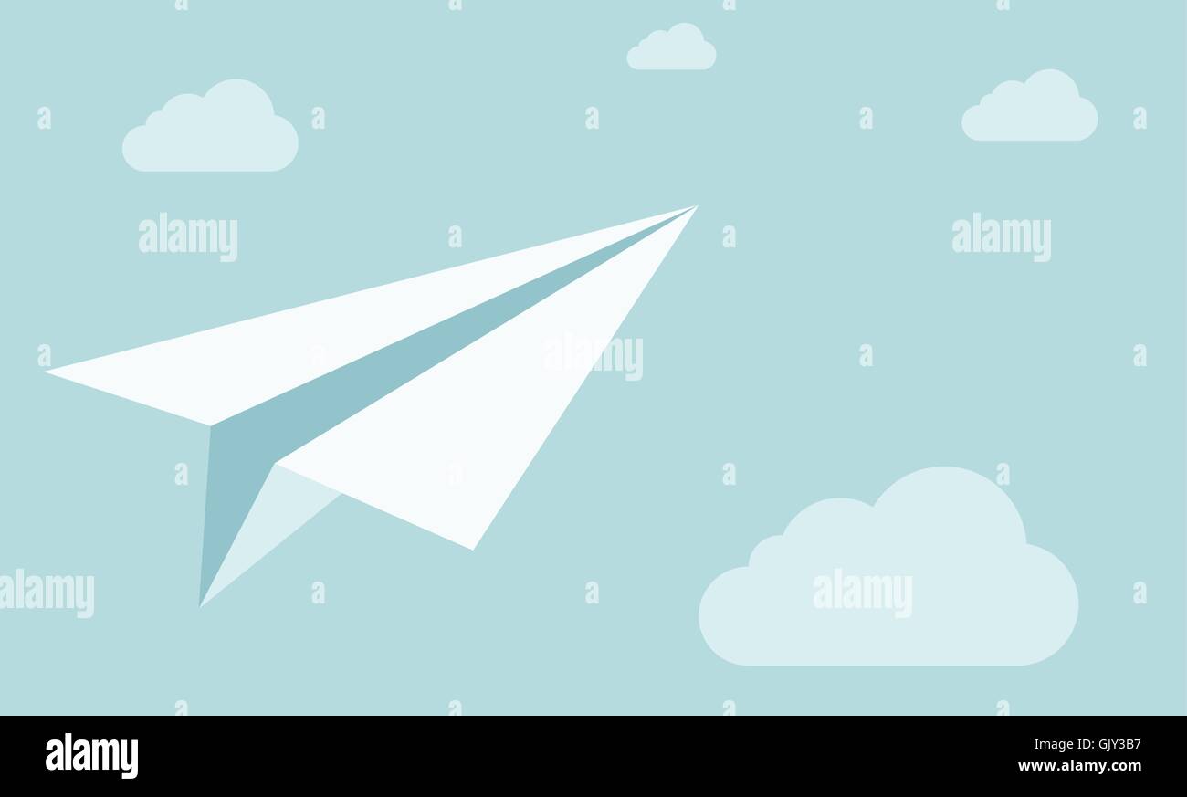 Blue paper plane on Stock Vector Images - Alamy