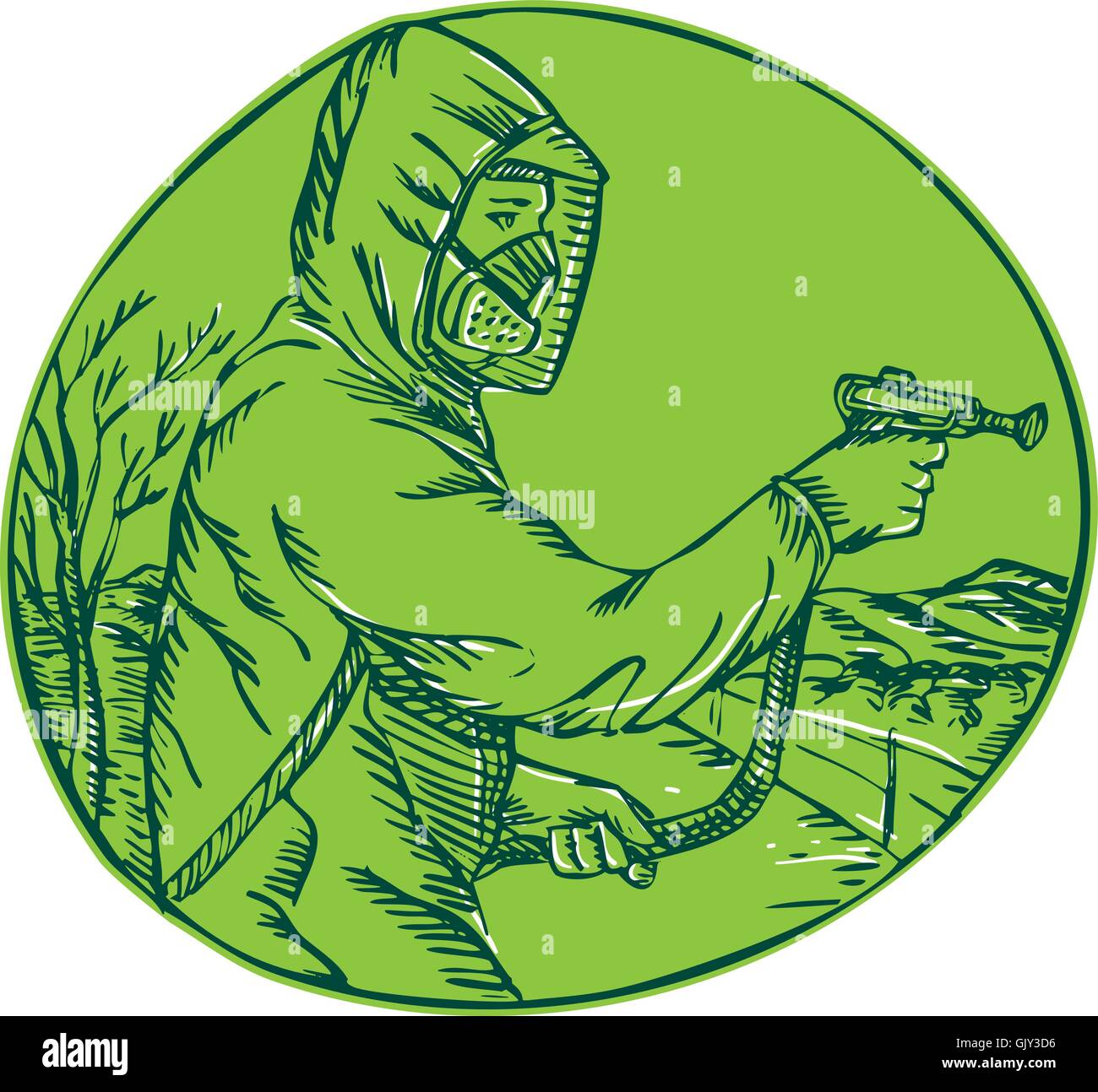 Herbicide Pesticide Control Exterminator Spraying Etching Stock Vector ...