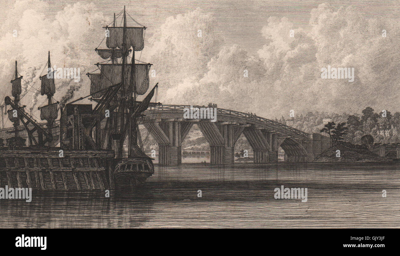 SOUTHAMPTON. Northam Bridge. BRANNON, antique print 1853 Stock Photo ...