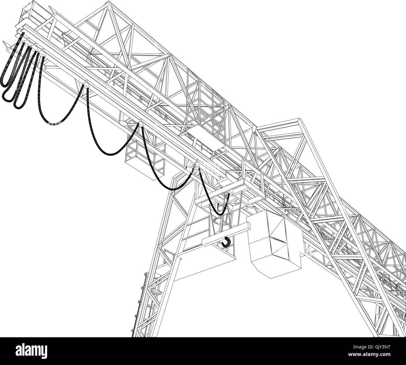 Gantry crane. Wire-frame. Vector rendering of 3d Stock Vector Image ...