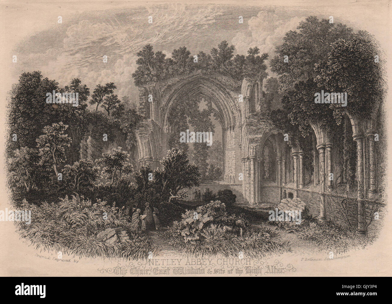 SOUTHAMPTON. Netley Abbey Church. BRANNON, antique print 1853 Stock ...