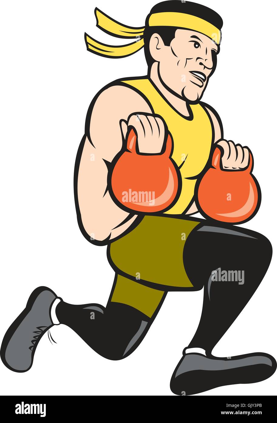 Crossfit Runner With Kettlebell Cartoon Stock Vector Image & Art - Alamy