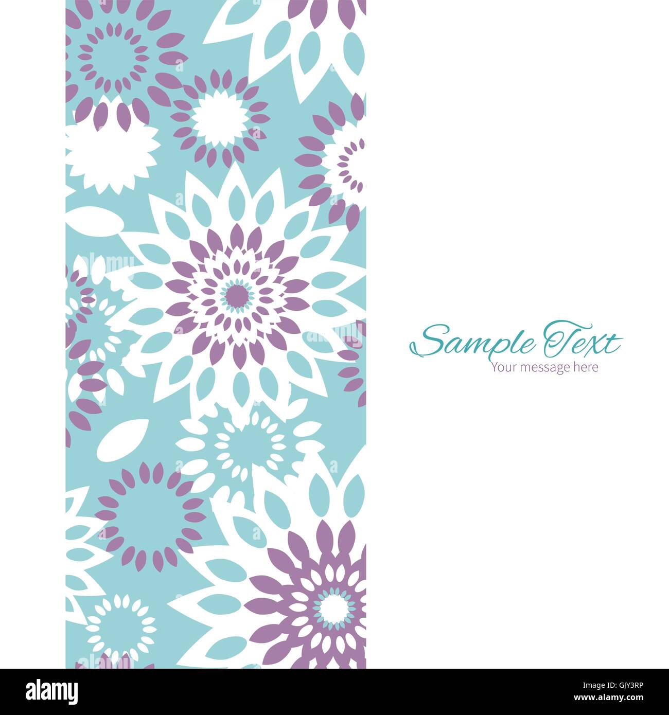 Vector purple and blue floral abstract vertical frame seamless p Stock ...