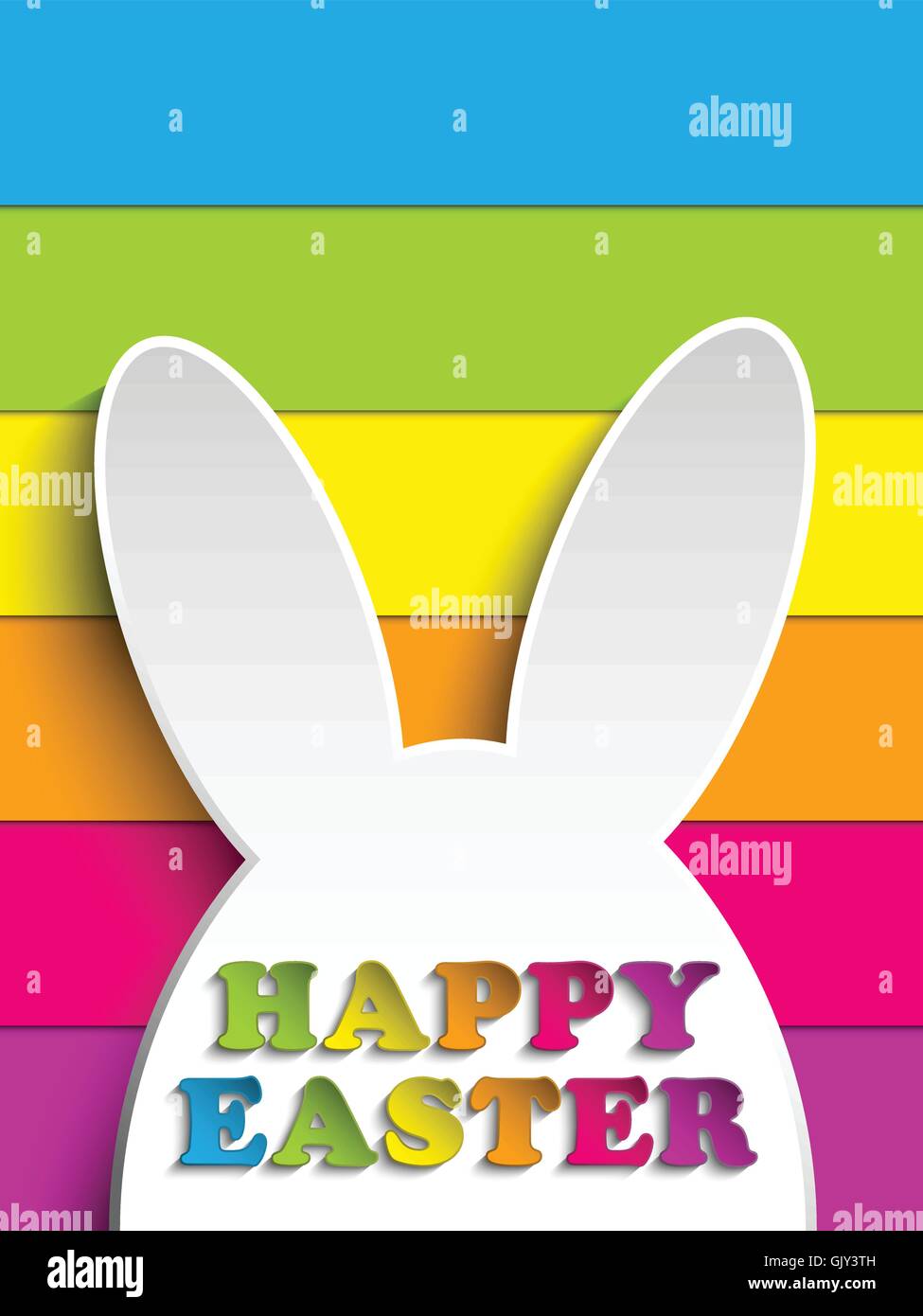 Happy Easter Rabbit Bunny on Rainbow Background Stock Vector Image ...