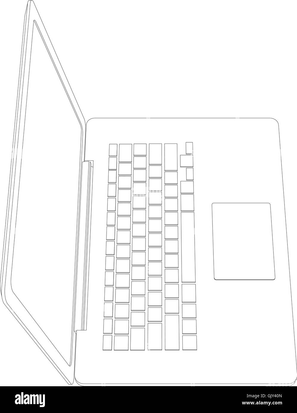 Wire-frame open laptop. Top view. Vector illustration Stock Vector ...