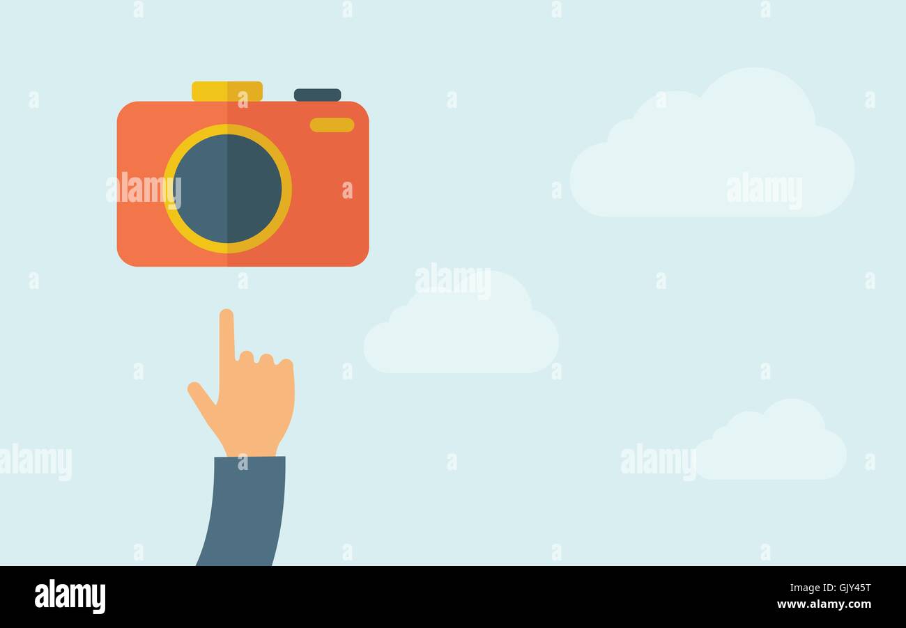 Hand pointing to a camera icon Stock Vector Image & Art - Alamy