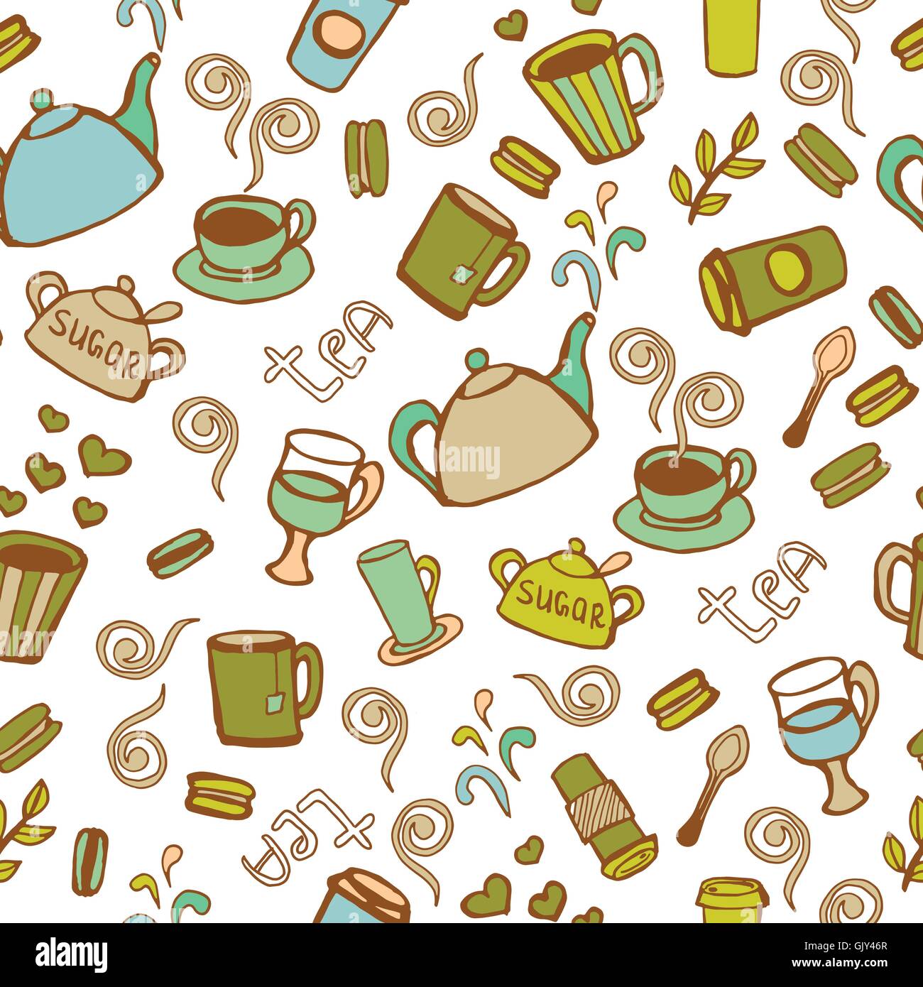 Tea and coffee seamless background Stock Vector Image & Art - Alamy