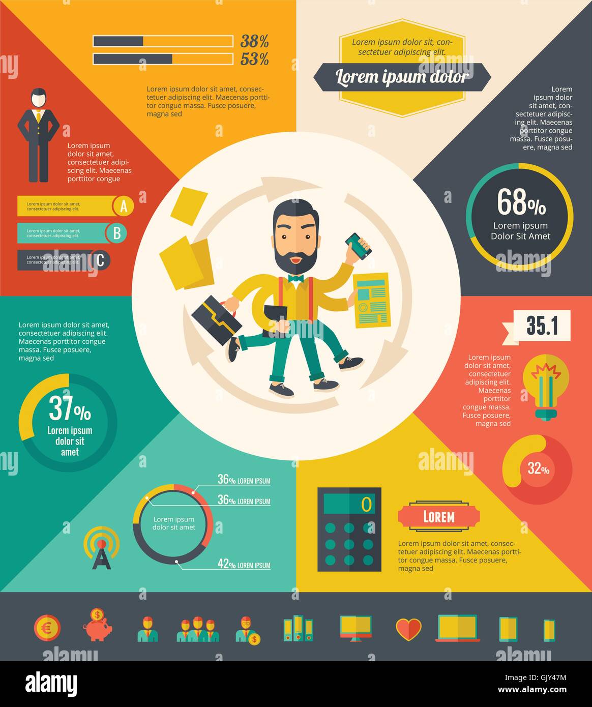 Multitasking Infographic Elements Stock Vector Image & Art - Alamy