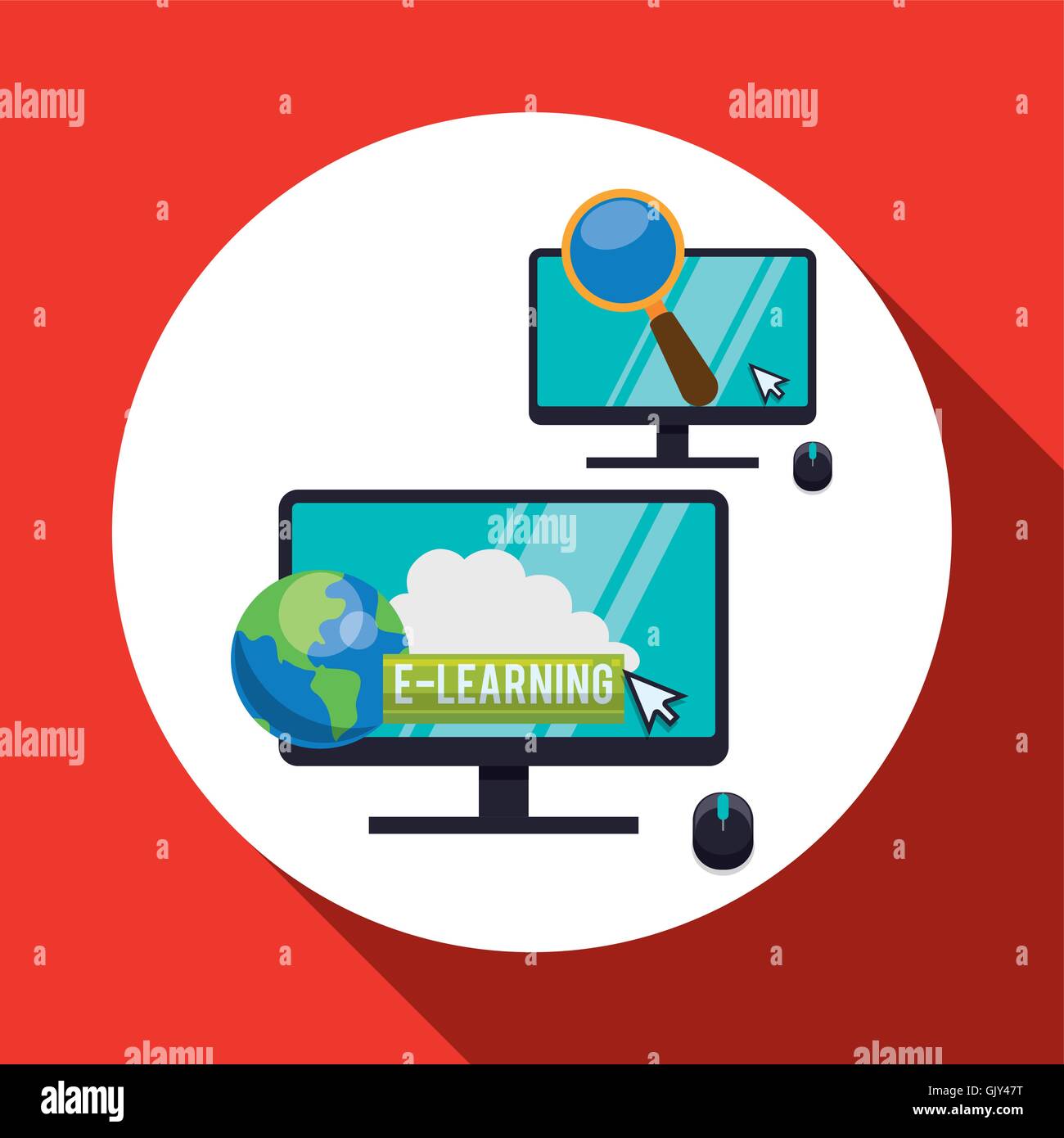 E-learning design. Education icon. Isolated illustration , vector Stock ...