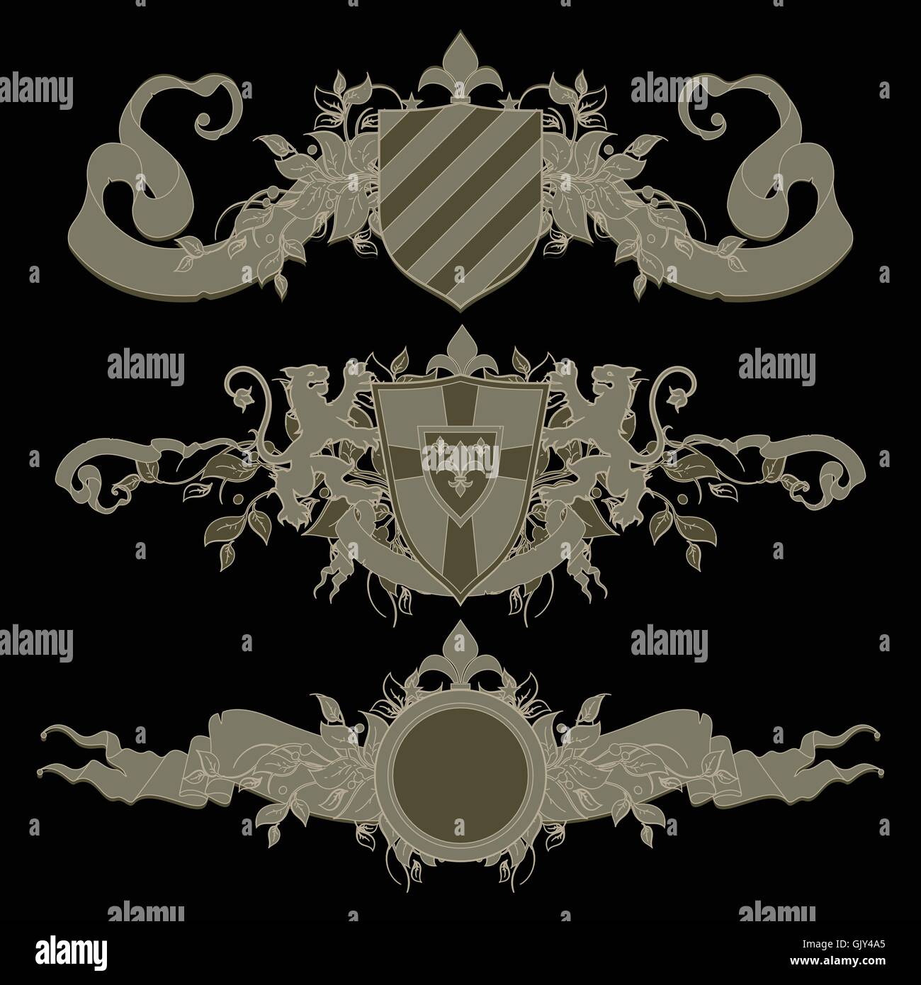 set of heraldic shields Stock Vector Image & Art - Alamy