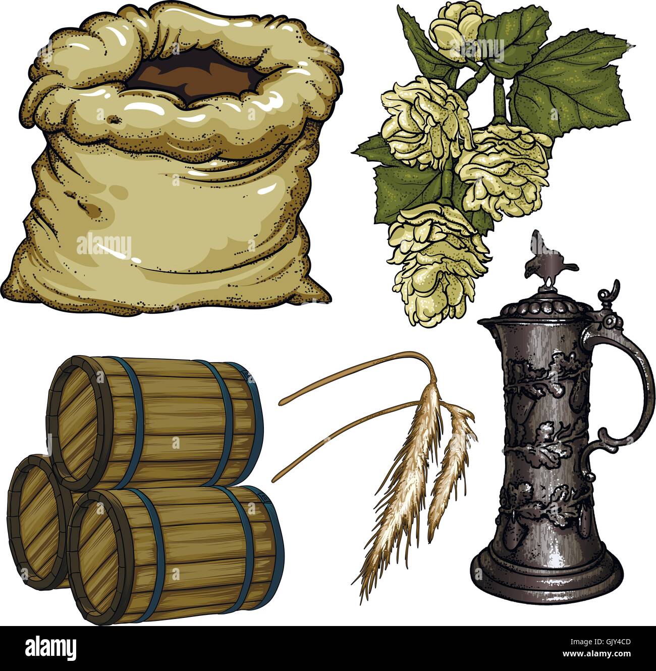 Beer brewery elements Cut Out Stock Images & Pictures - Alamy