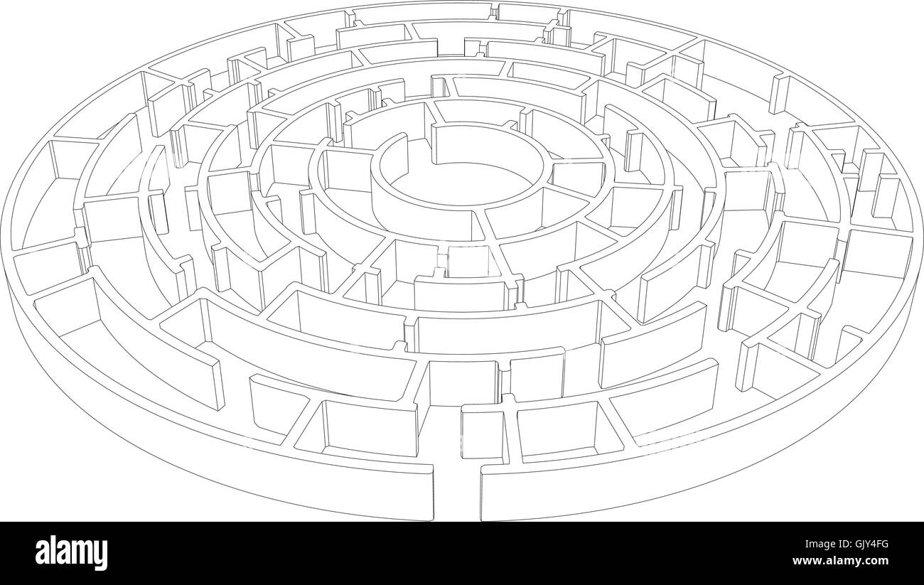 Wire-frame round tangled maze. Vector Stock Vector Image & Art - Alamy