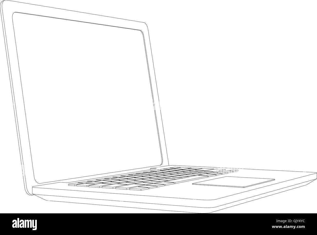 Wire-frame open laptop. Perspective view. Vector illustration Stock ...