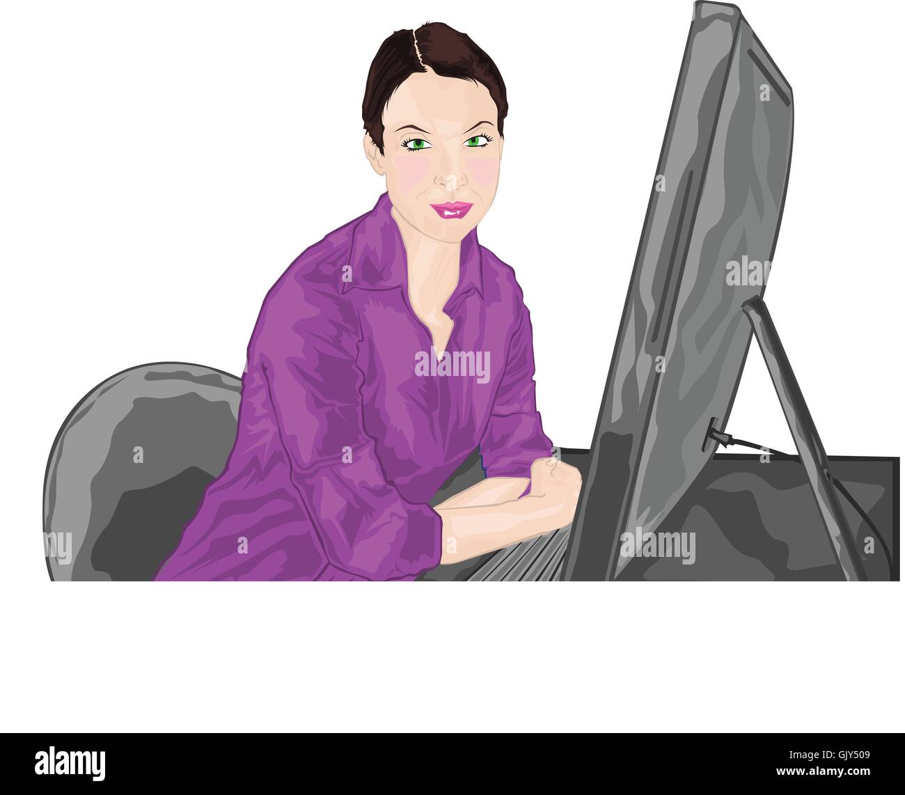 Female with background screen Stock Vector Images - Alamy