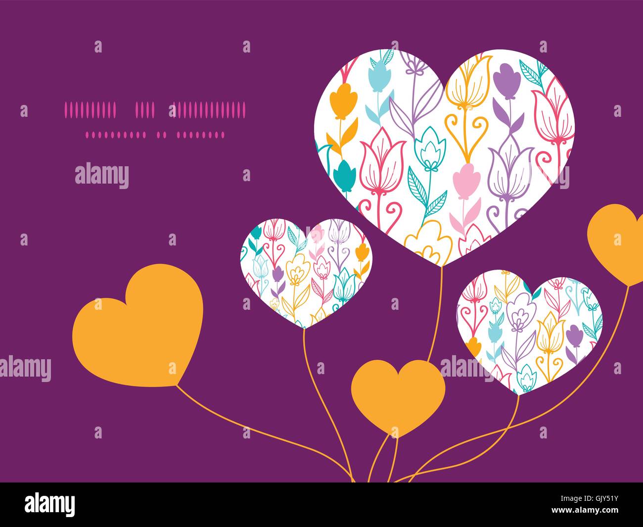 Vector colorful tulip flowers heart symbol frame pattern invitat Stock ...