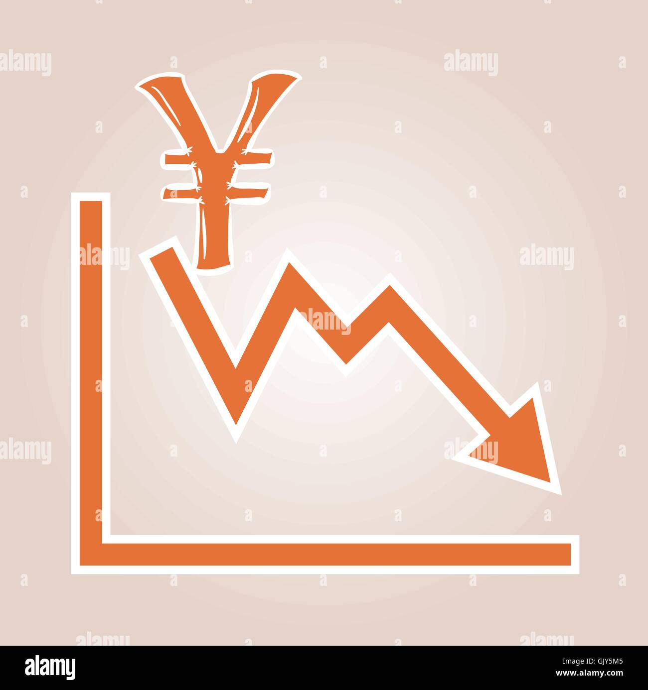 decreasing graph with yen symbol Stock Vector Image & Art - Alamy