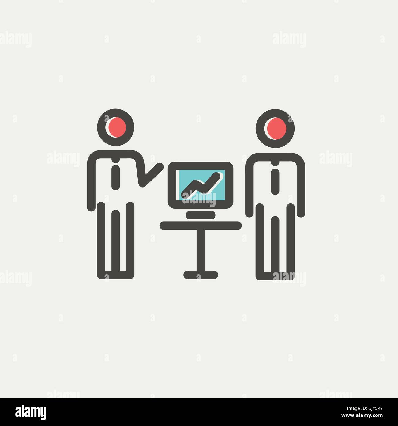 Two men and their business report thin line icon Stock Vector Image ...