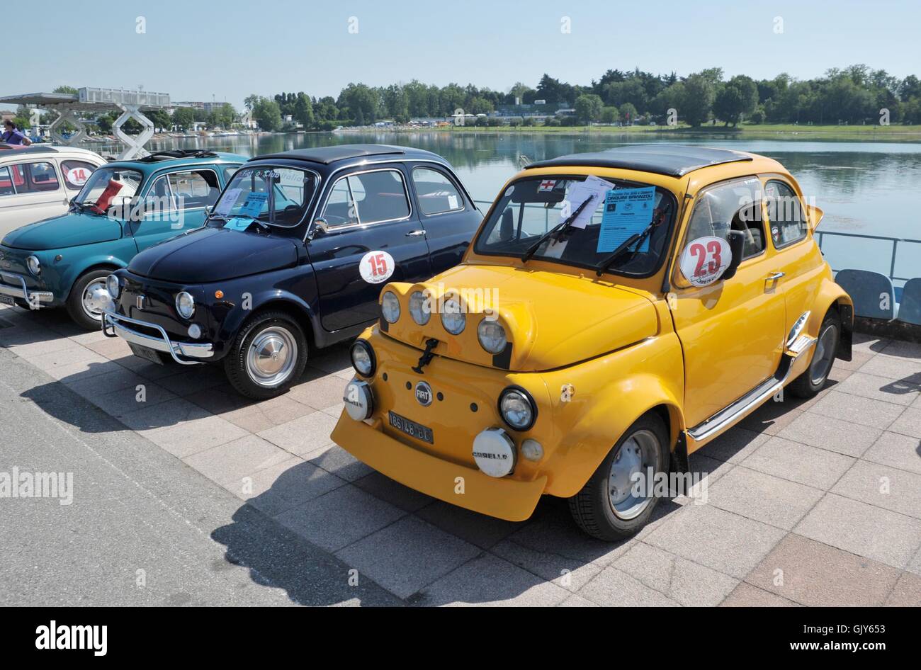 Car enthusiasts take part in the Fiat 500 Rally in Segrate Featuring ...