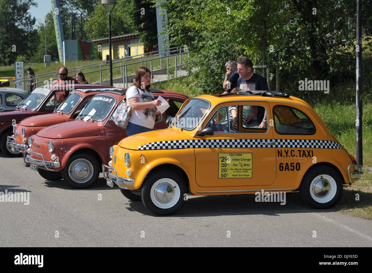 Car enthusiasts take part in the Fiat 500 Rally in Segrate Featuring ...