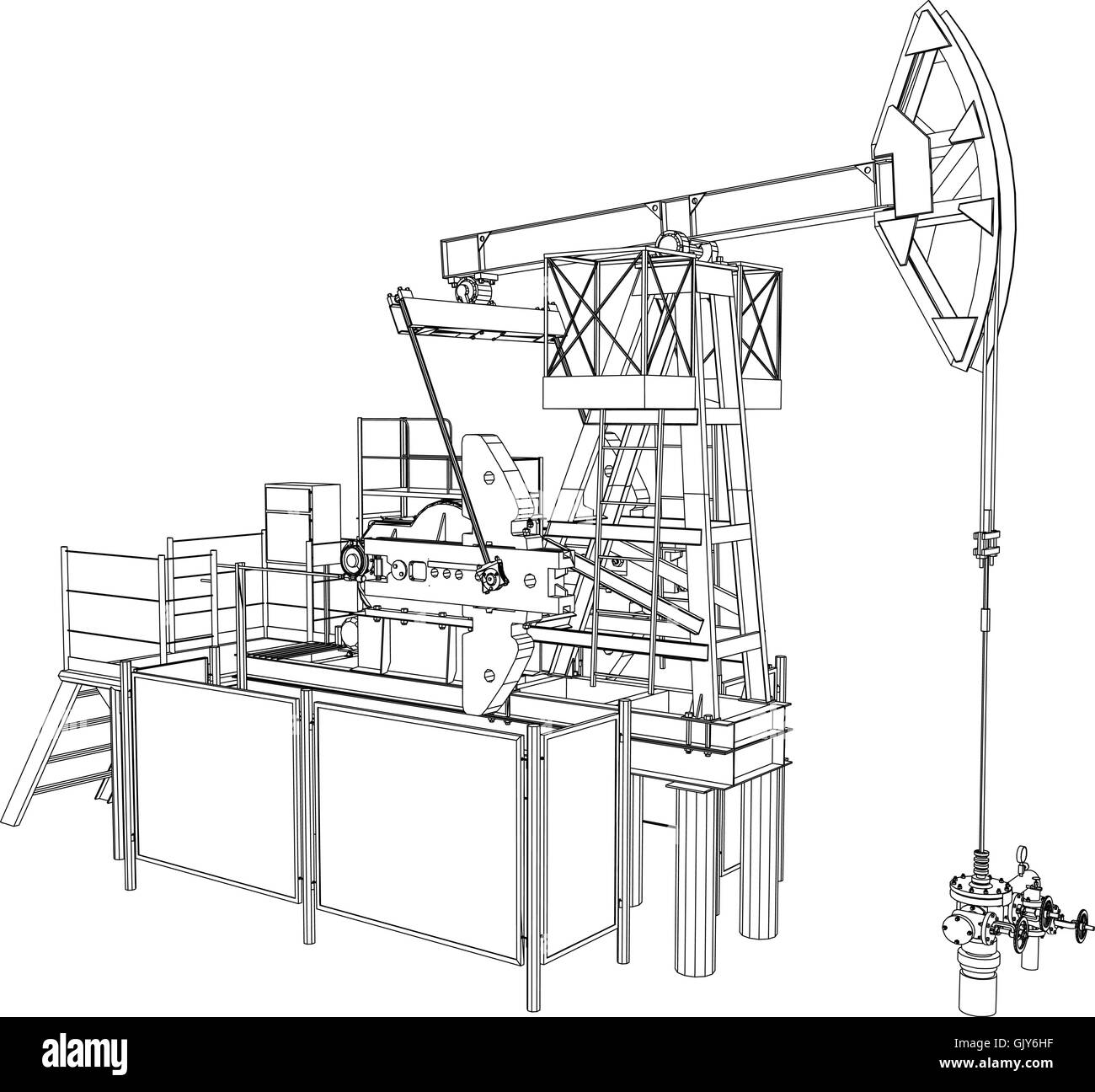 Oil pump jack. Vector rendering of 3d Stock Vector Image & Art - Alamy