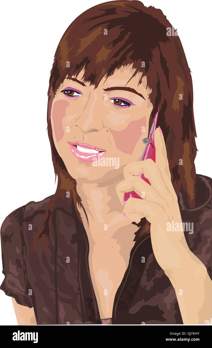 Mobile girls Stock Vector Images - Alamy