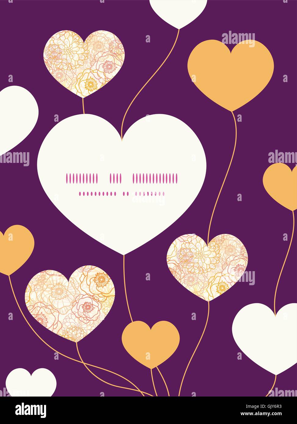 Vector warm flowers heart symbol frame pattern invitation greeti Stock ...