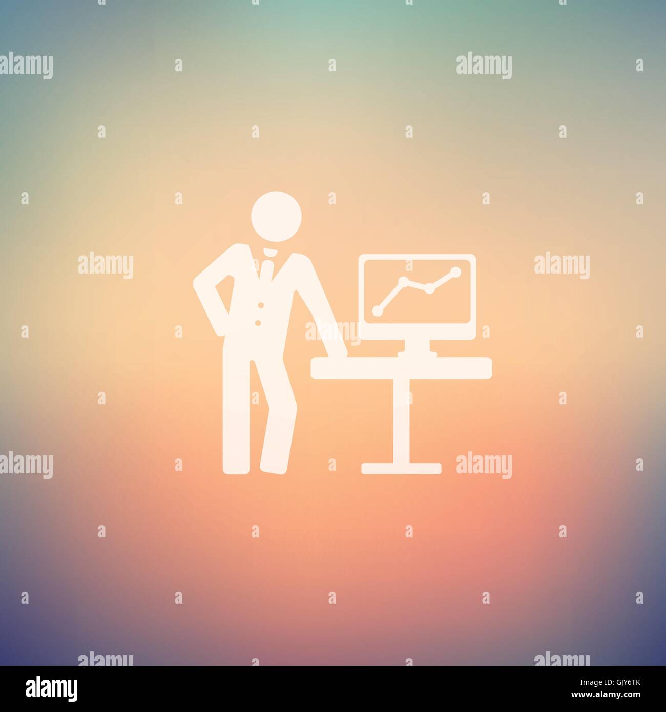 Businessman explaining graphic in flat style icon Stock Vector Image ...