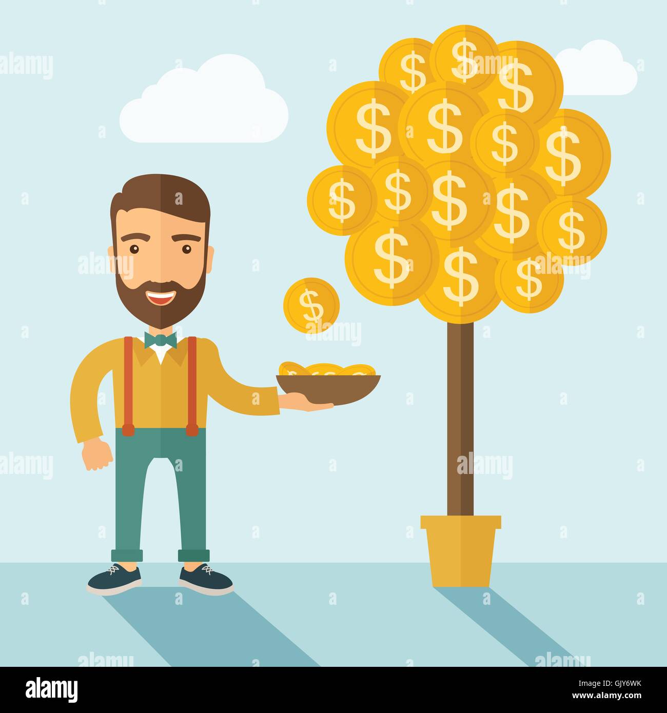 Money falling on trees Stock Vector Images - Alamy