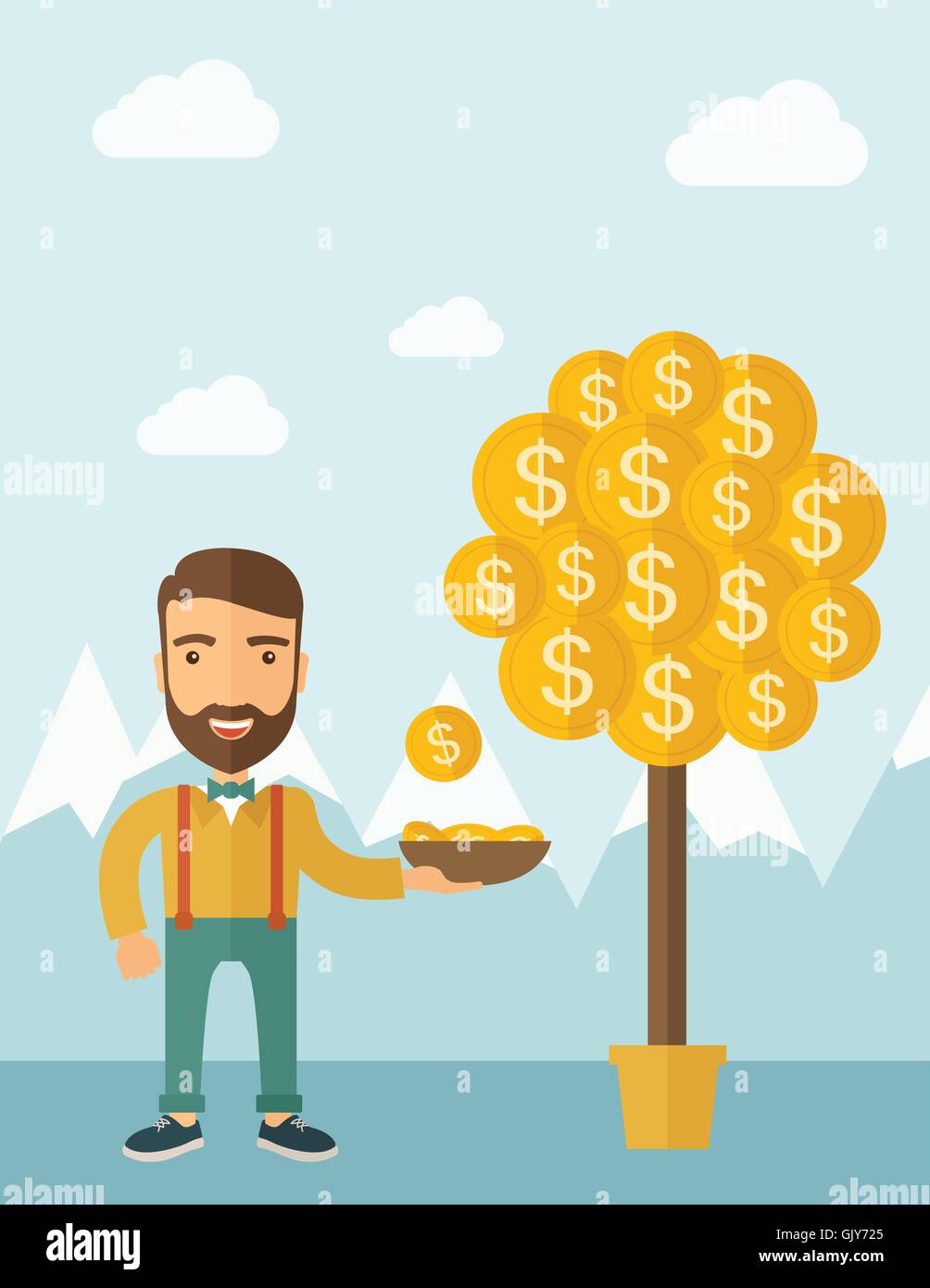 Money falling on trees Stock Vector Images - Alamy