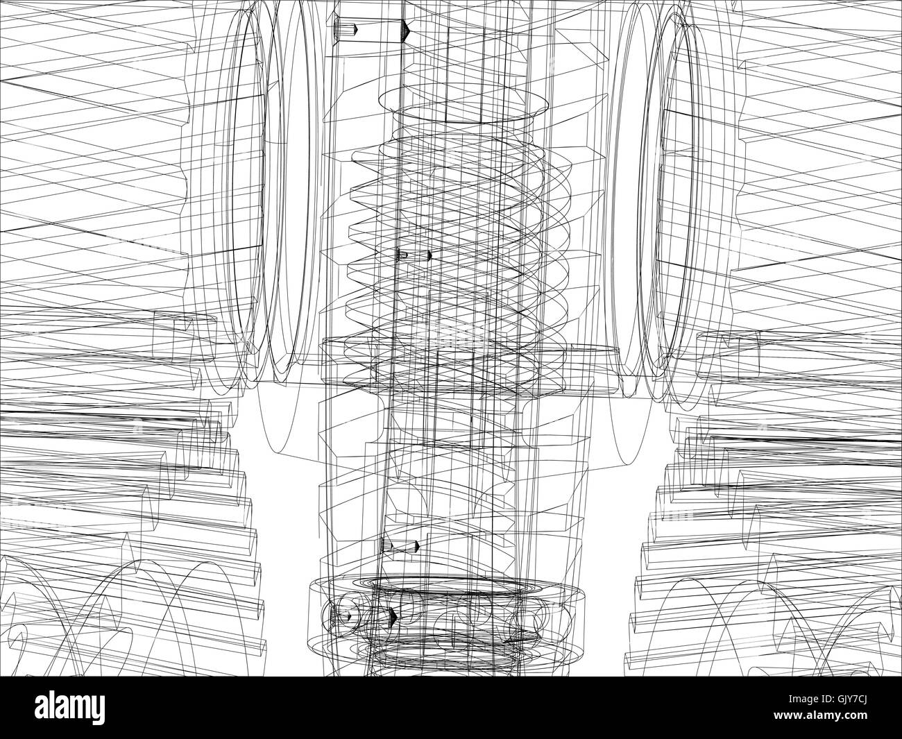 Wire-frame gears with shafts. Close-up. Vector Stock Vector Image & Art ...