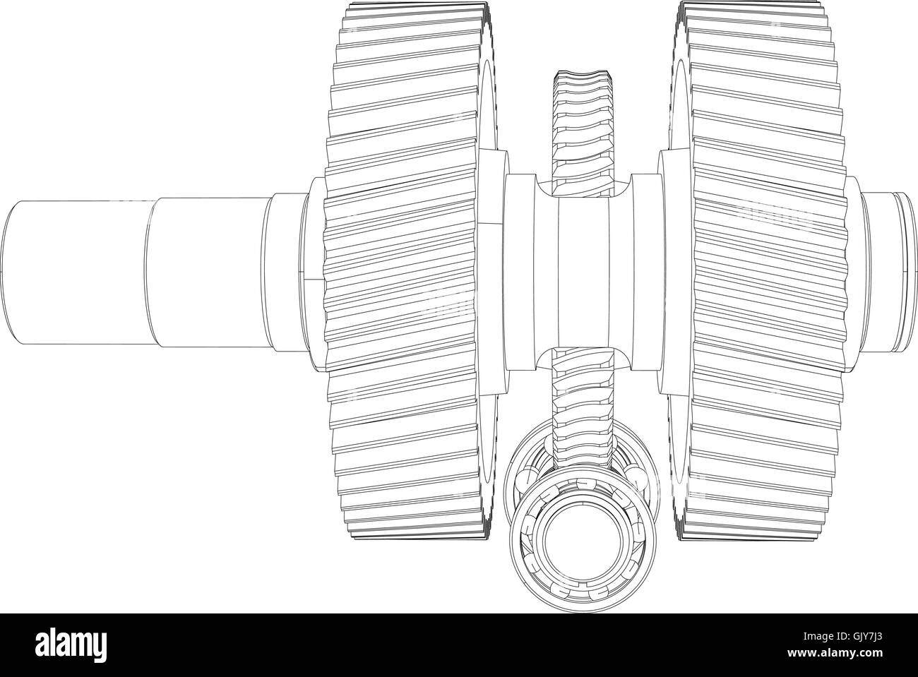 Wire-frame gears with shafts. Close-up. Vector Stock Vector Image & Art ...