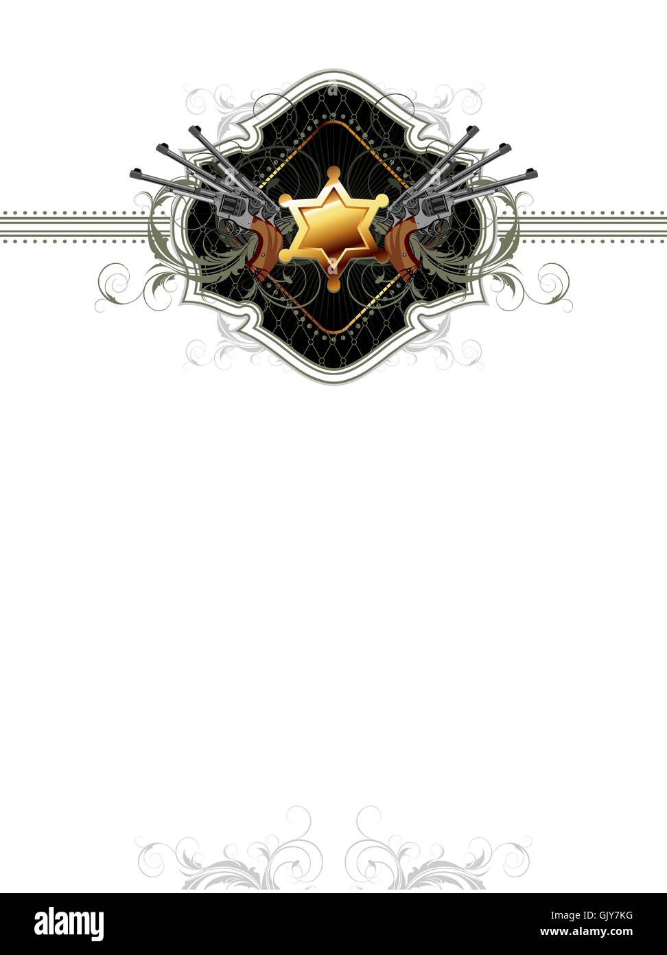 sheriff star with guns ornate frame Stock Vector Image & Art - Alamy